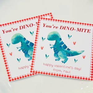 Printable Valentines, You're Dinomite Dinosaur, Personalized Digital ...