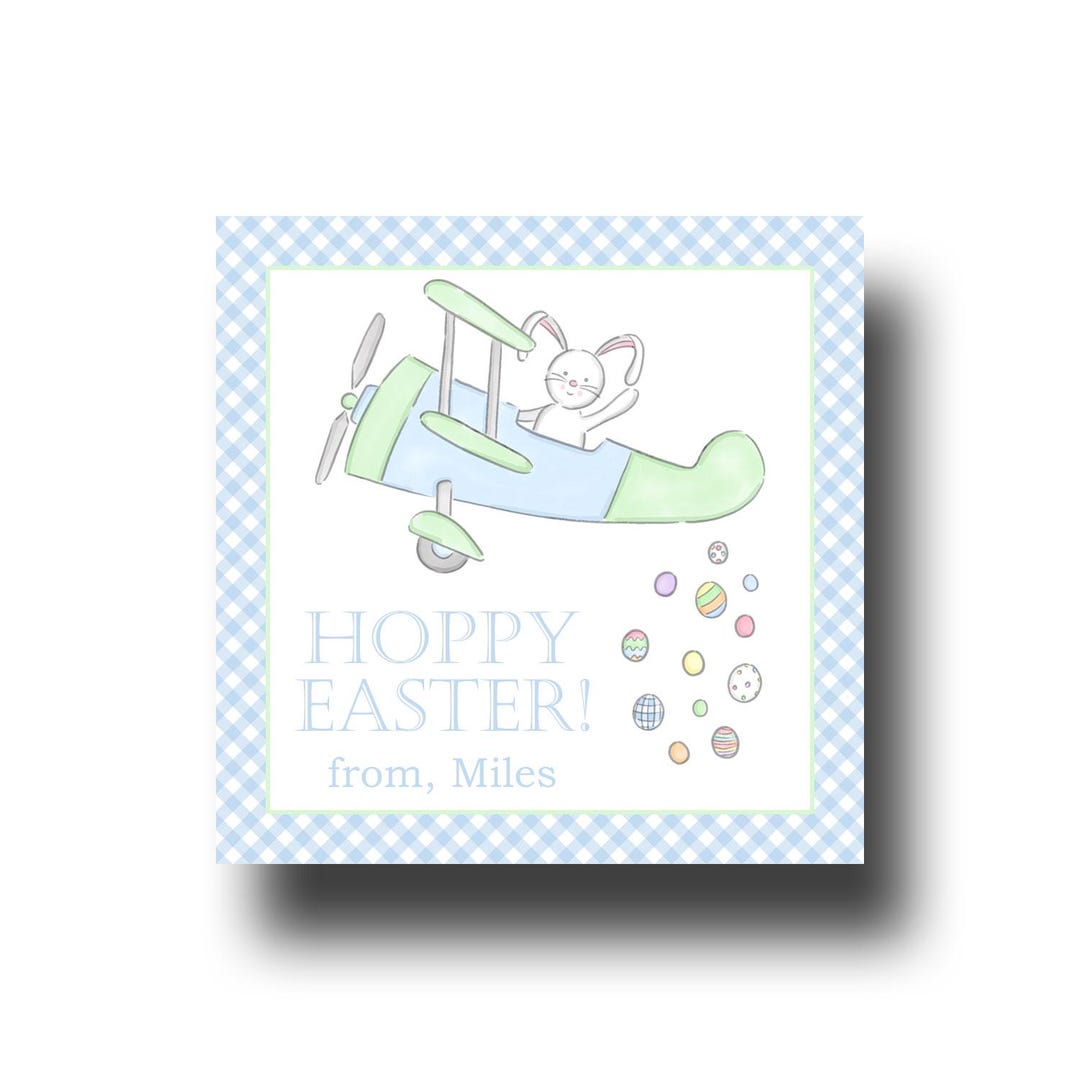 Printable Easter Tags, Hoppy Easter Plane Tags, Personalized Digital ...