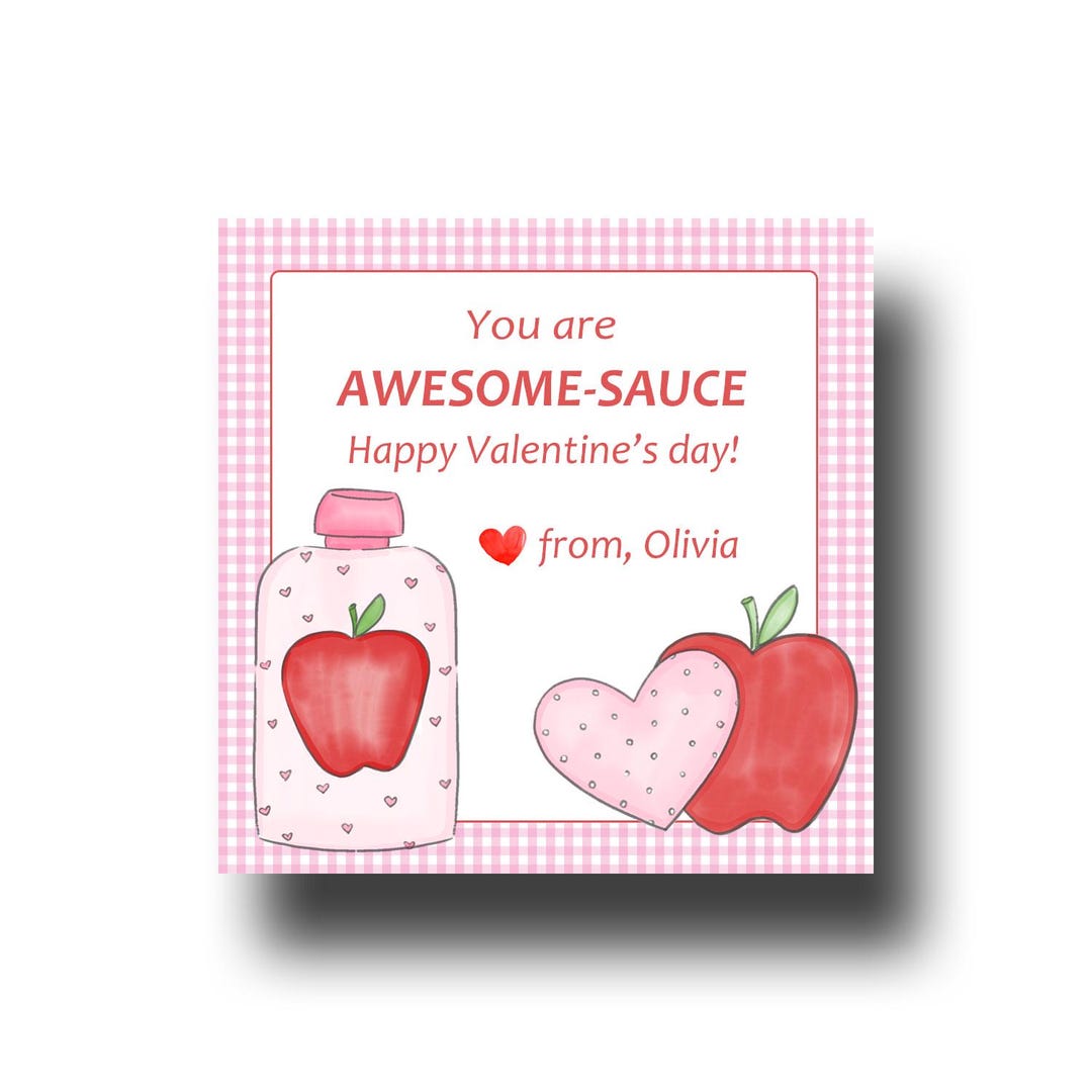 Valentine Tags & Stickers, You're Awesomesauce Applesauce Personalized ...