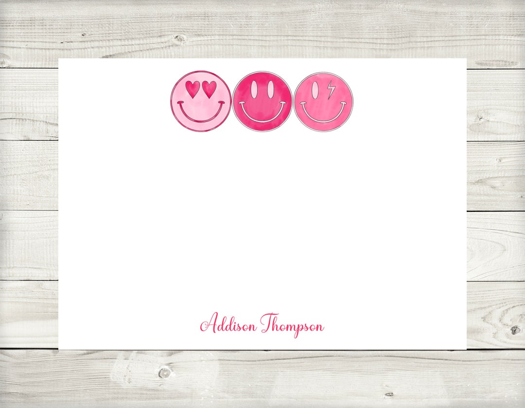 Smiley Face Note Cards, Personalized - Etsy