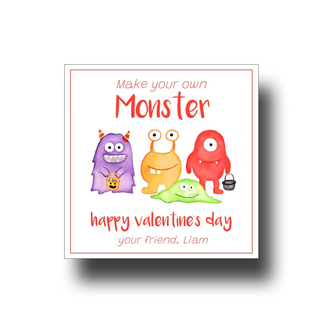 Printable Valentines, Make Your Own Monster Valentine, Personalized ...