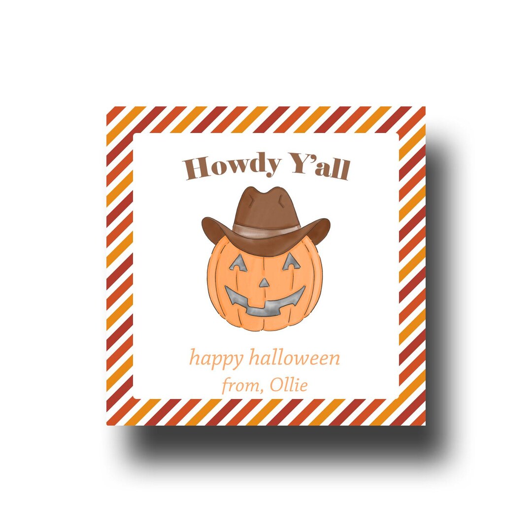 Printable Halloween Tags Howdy Y'all Pumpkin - Etsy