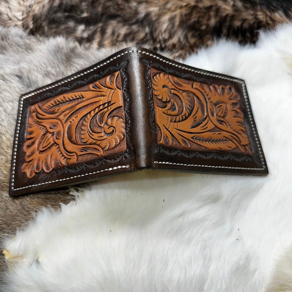 Leather Tooled Wallet - Etsy