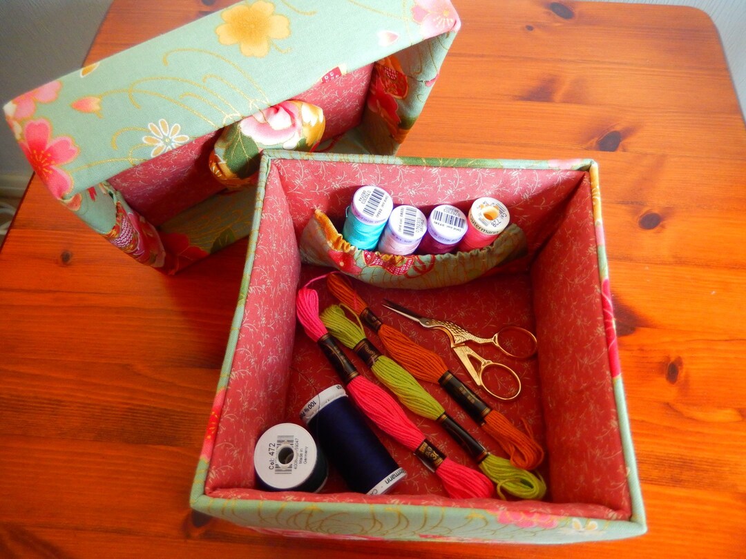 PDF Download Tutorial Sewing Box, Cartonnage Sewing Box, Fabric Covered ...