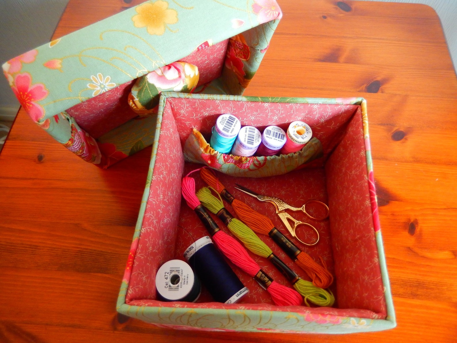 PDF Download Tutorial Sewing Box, Cartonnage Sewing Box, Fabric Covered ...