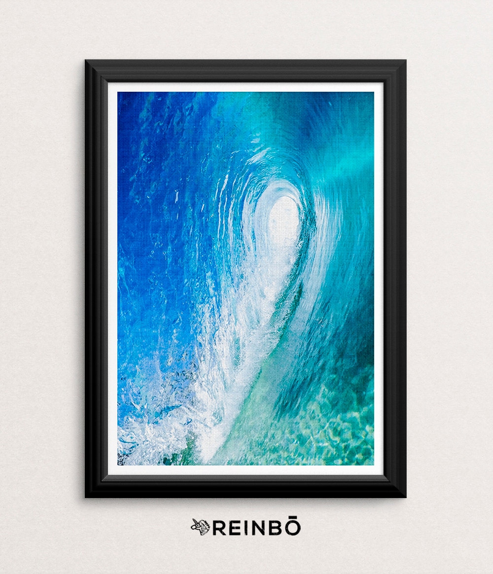 Wave Wall Print, Wave Poster, Blue Wave Print, Coastal Poster, Wave ...