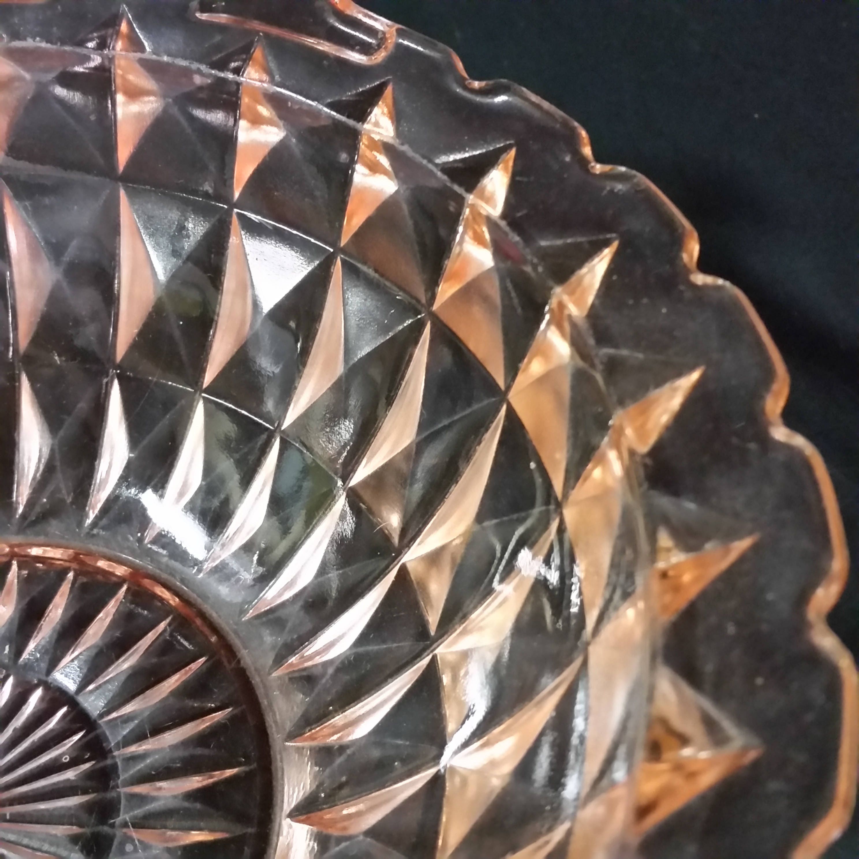 Pink Depression Glass Bowl. Windsor Diamond Pattern | Etsy