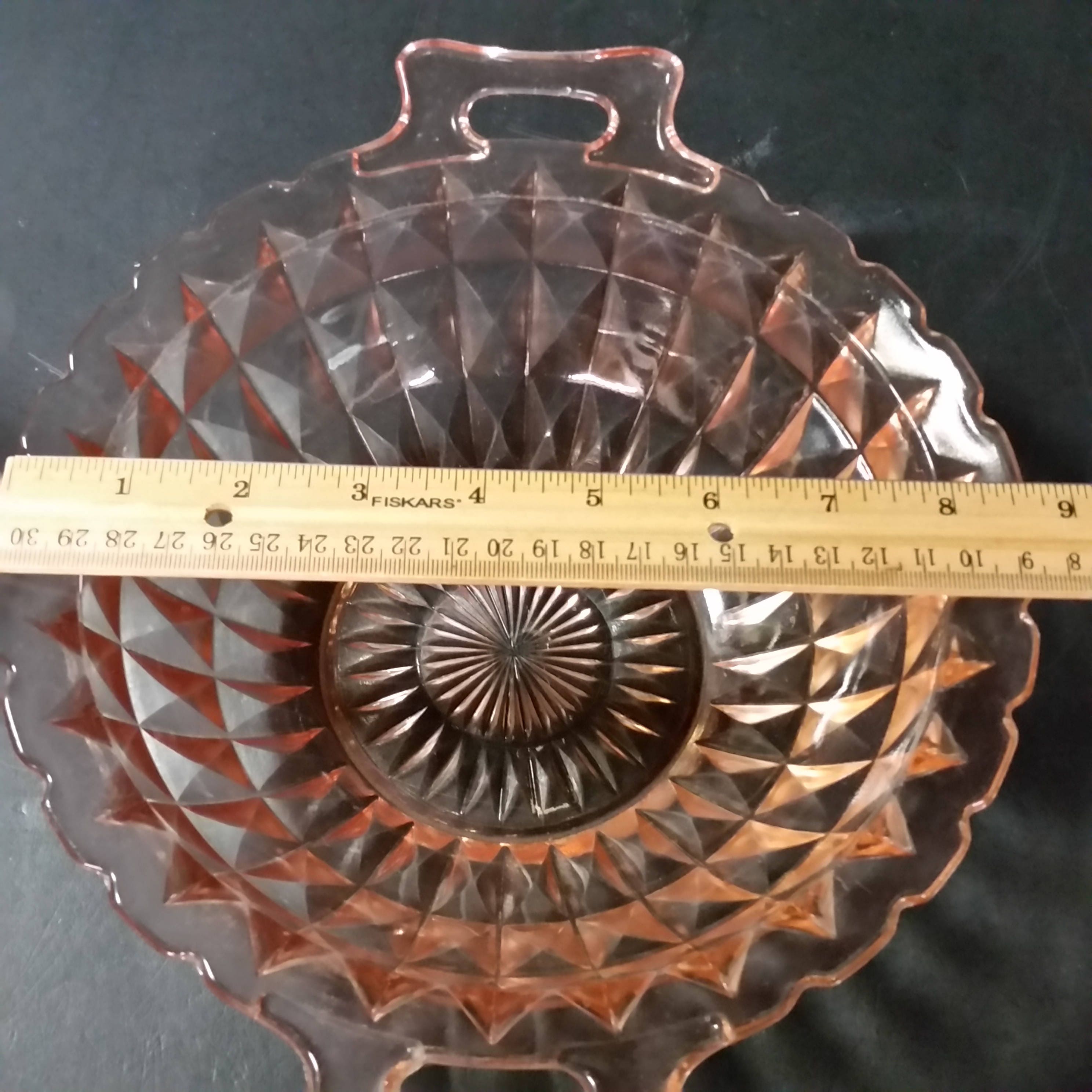 Pink Depression Glass Bowl. Windsor Diamond Pattern | Etsy