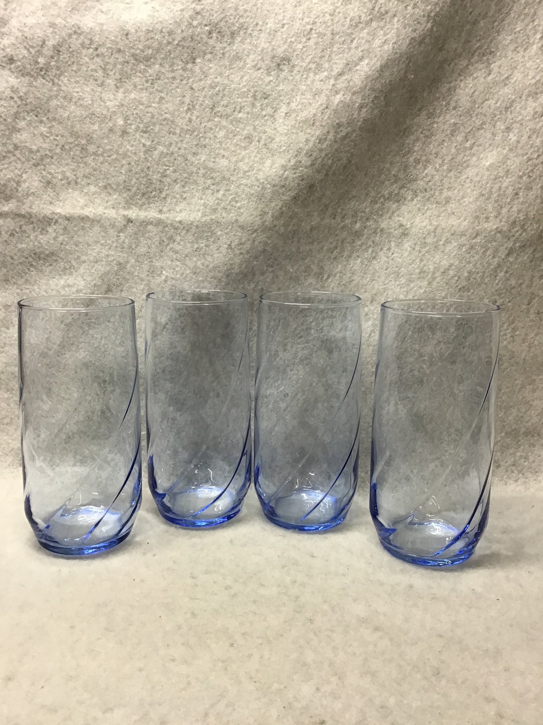 Vintage Libbey Swirl Sky Blue Drinking Glasses. Set of 4. 20 - Etsy
