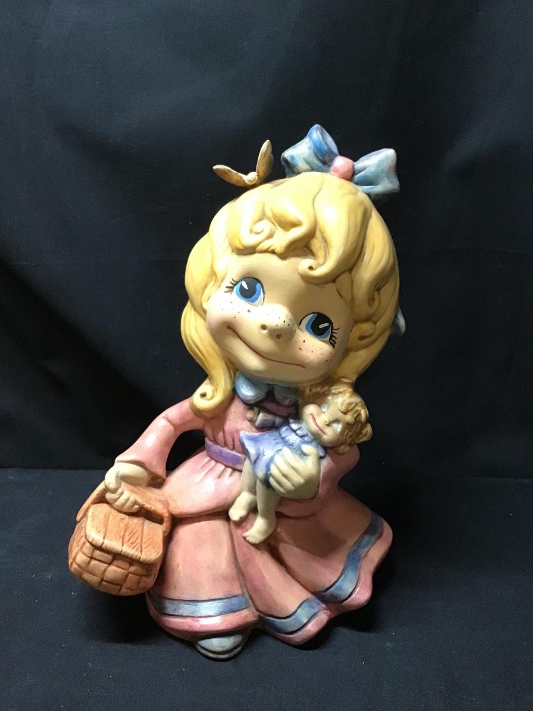 Antique Atlantic Pottery Mold Big-eyed Girl With Doll and Basket ...