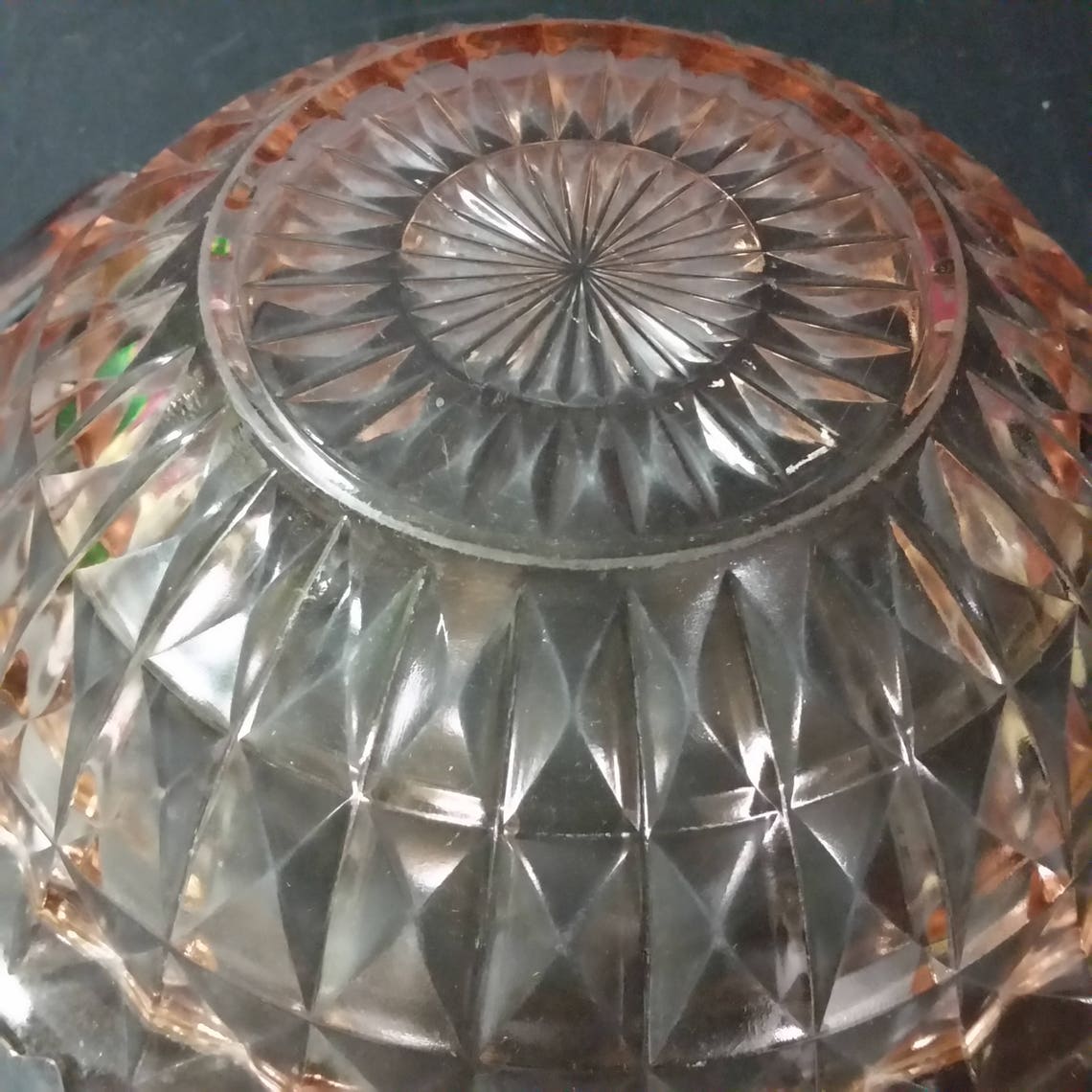 Pink Depression Glass Bowl. Windsor Diamond Pattern | Etsy