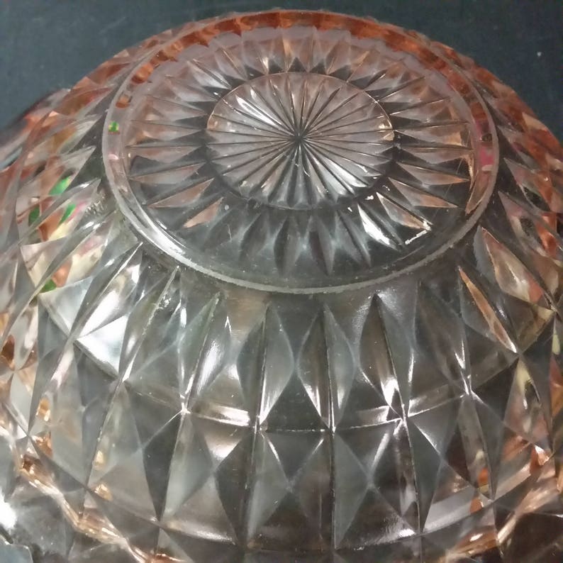 Pink Depression Glass Bowl. Windsor Diamond Pattern | Etsy