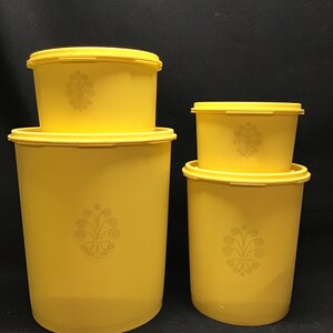 Vintage Yellow Tupperware Canisters, Push Top Seals Seals. Set of 4 - Etsy