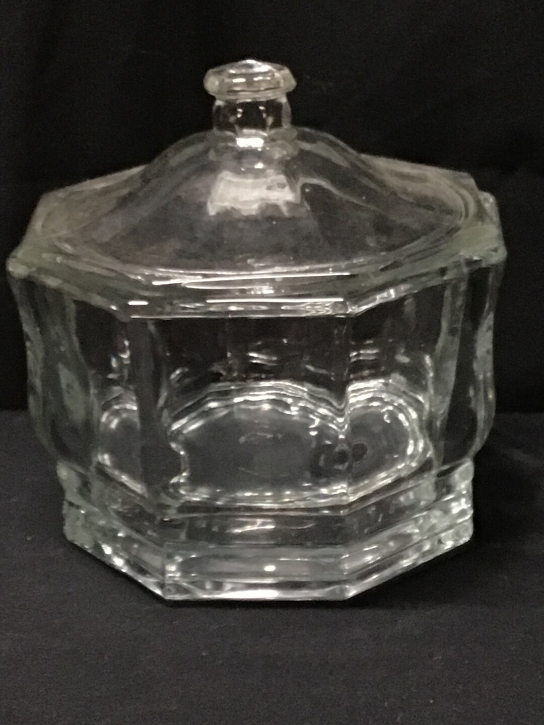 Vintage, Clear Color Octagon Shaped, Lidded Candy Nut Dish. Concord ...