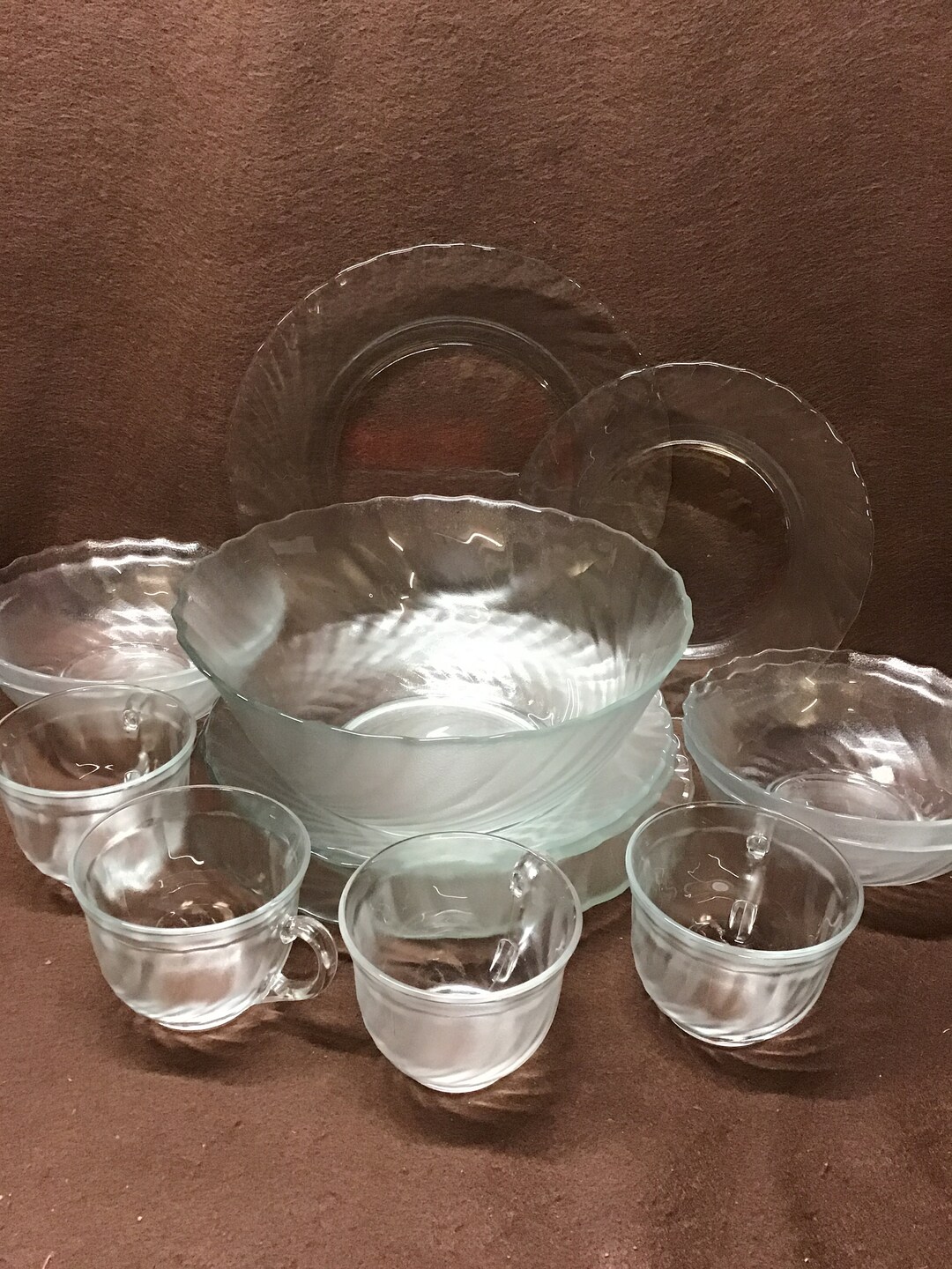 Vintage Arcoroc Swirl Pattern Clear Glass Replacement Dinnerware - Etsy