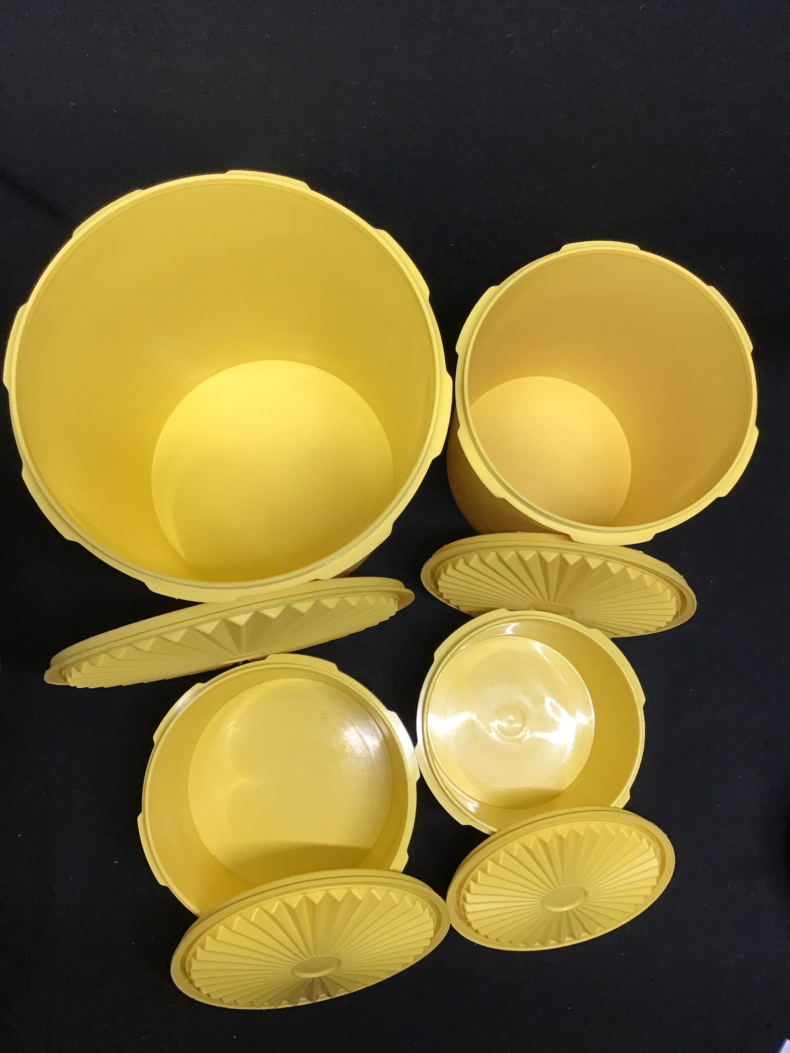 Vintage Yellow Tupperware Canisters Push Top Seals Seals. Set - Etsy