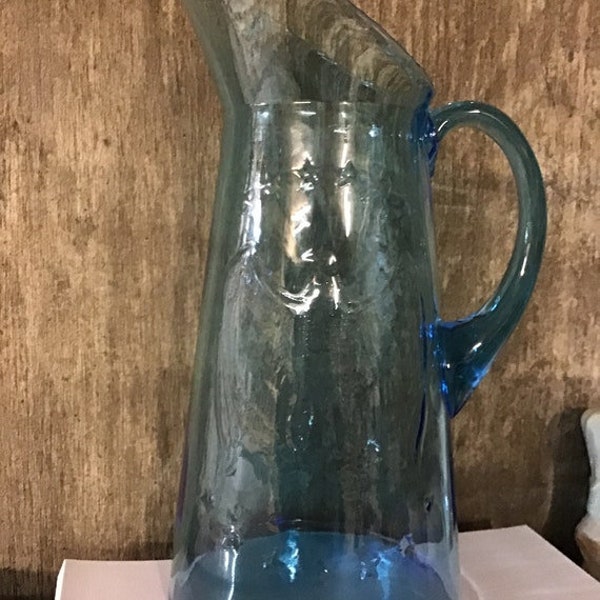 Blue Glass Pitcher - Etsy