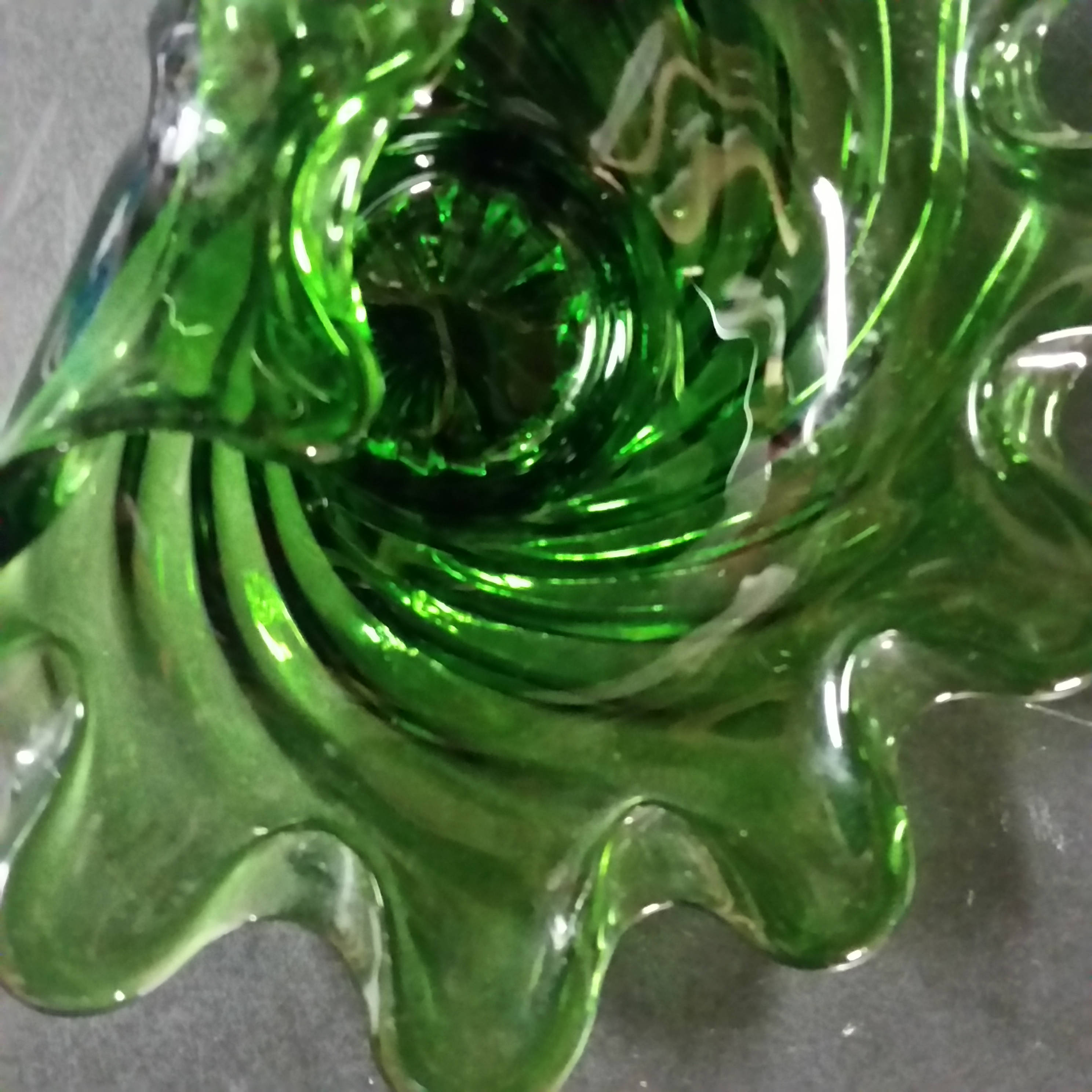 Green Glass Art Bowl. Swirl Pattern - Etsy