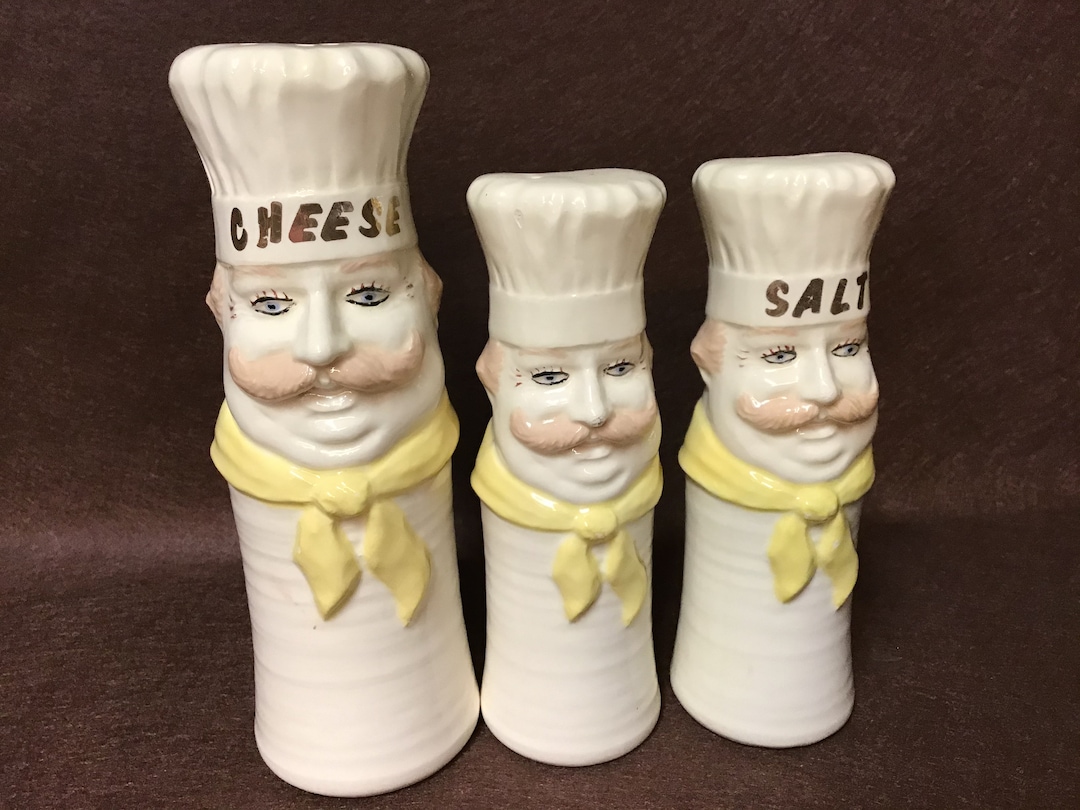 Vintage Ceramic Chef, Baker, Set. Cheese, Salt and Pepper Shakers - Etsy