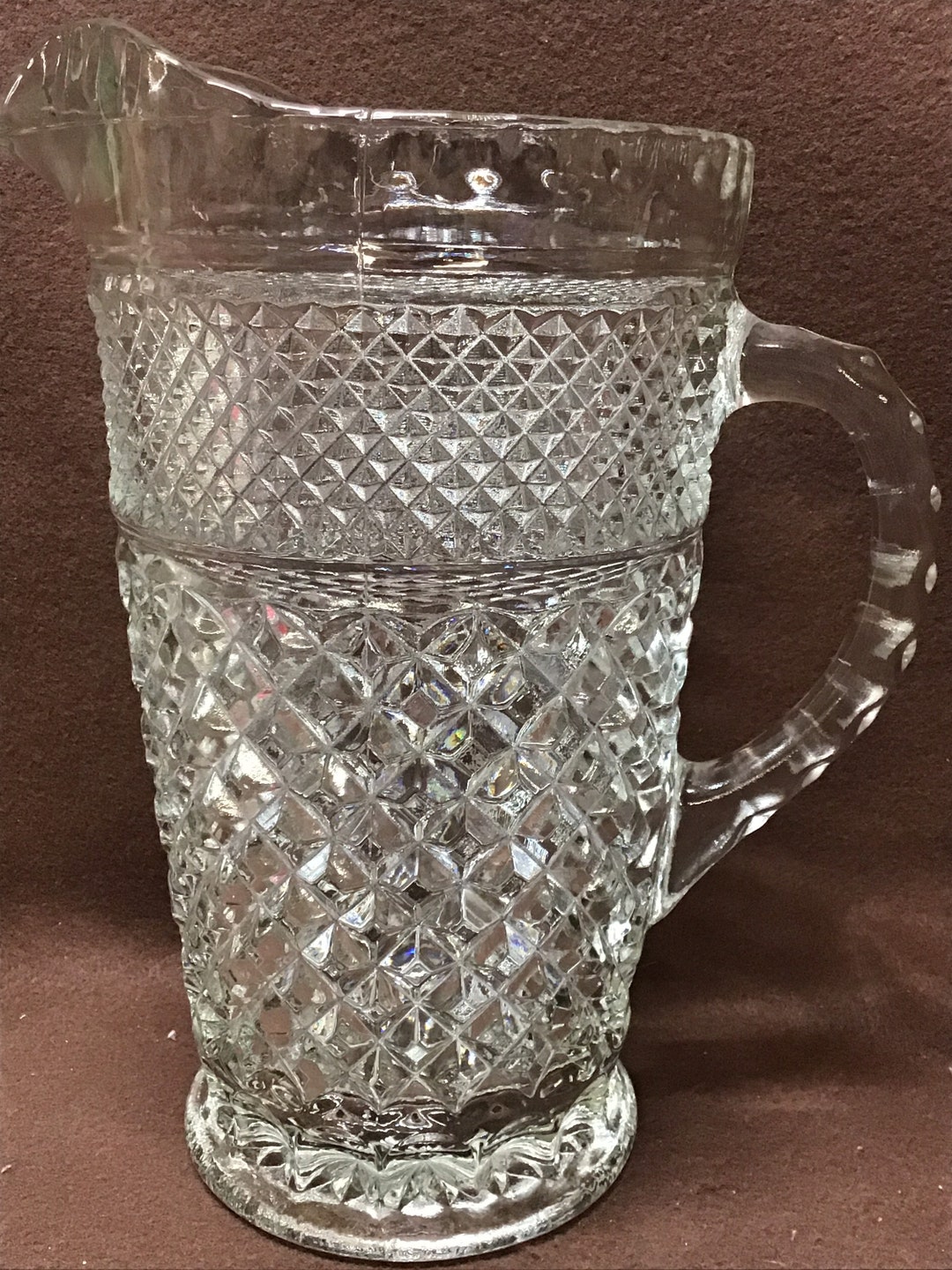 Wexford Glass Pitcher, Diamond Point, by Anchor Hocking - Etsy
