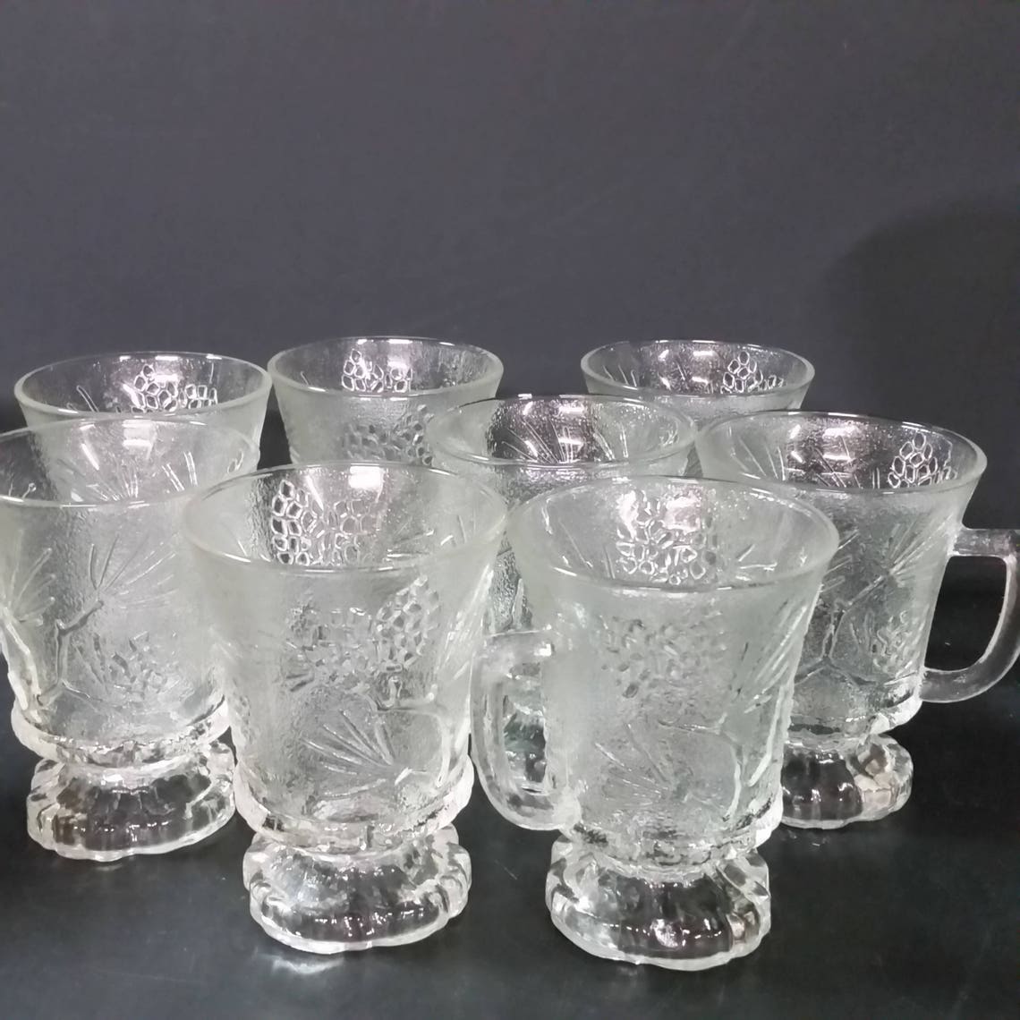 Set of 4 Tiara Glass Ponderosa Pine Handled Mugs and 4 Water - Etsy