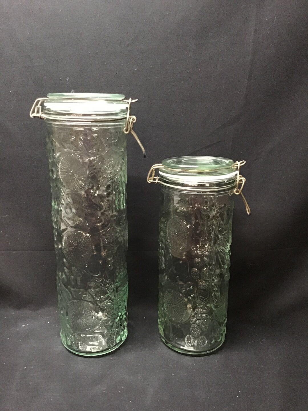 Retro Wire Closure Glass Jars. Green Tinted. Set of 2 - Etsy