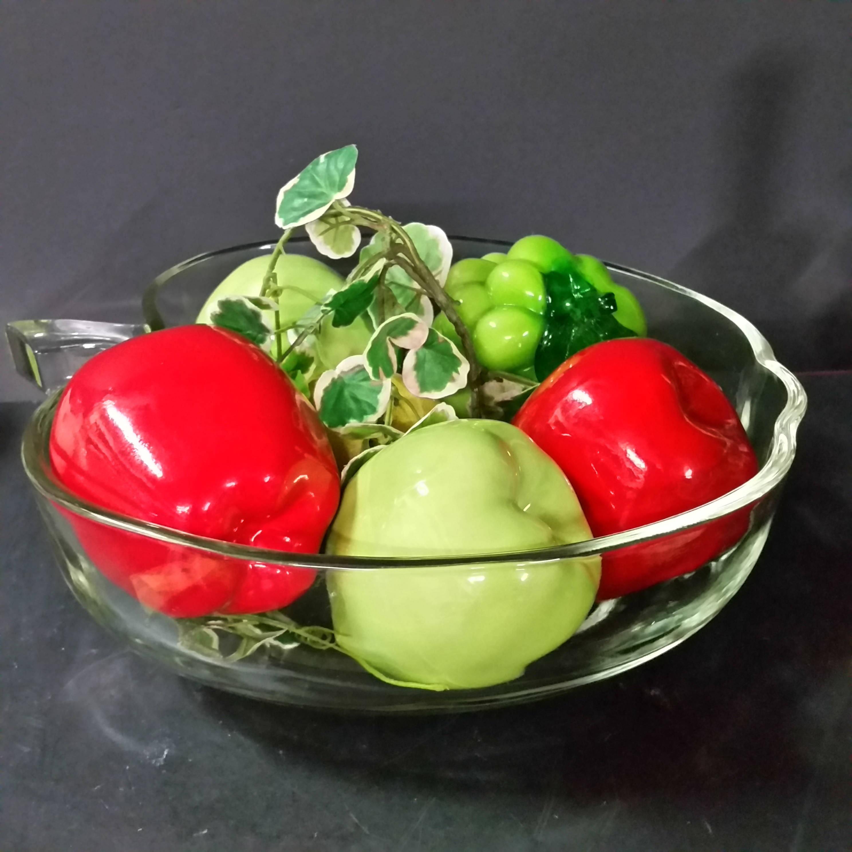 Large apple shaped bowl. Clear or green glass | Etsy