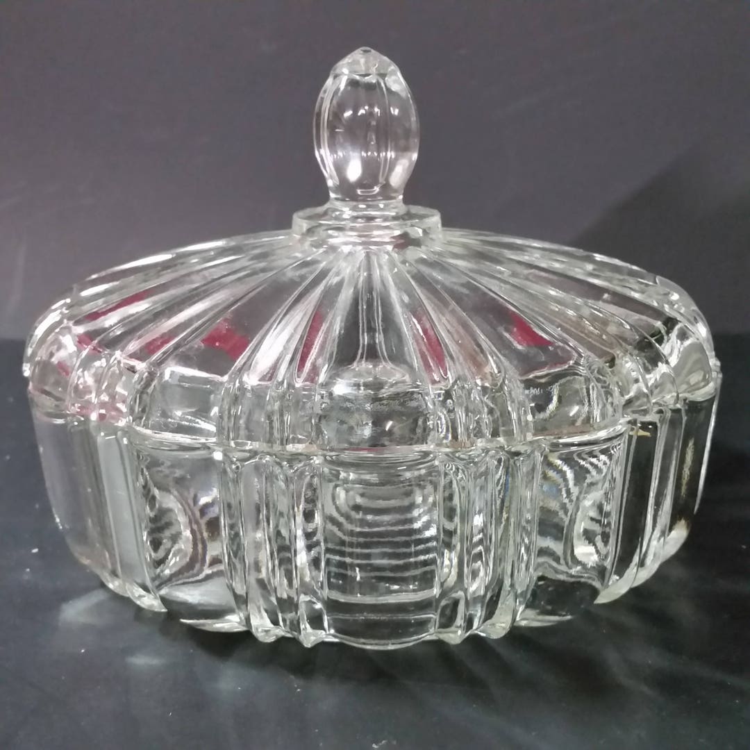Clear Glass Candy Dish, With Lid. - Etsy