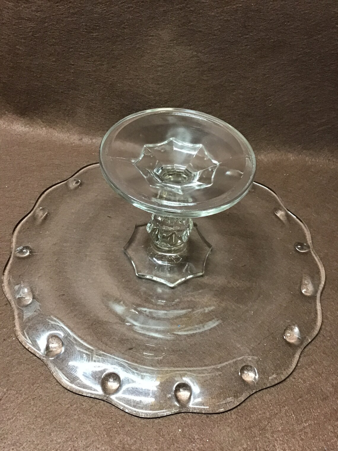 Vintage Clear Glass Pedestal Cake Plate. Tear Drop Pattern. - Etsy