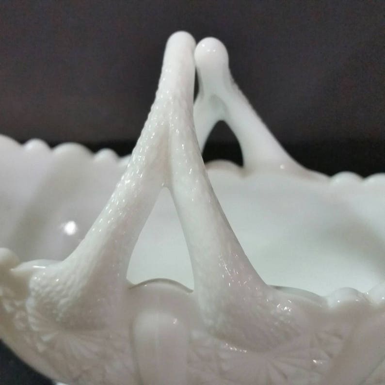 Vintage milk glass oval bowl. Button and daisy pattern with | Etsy