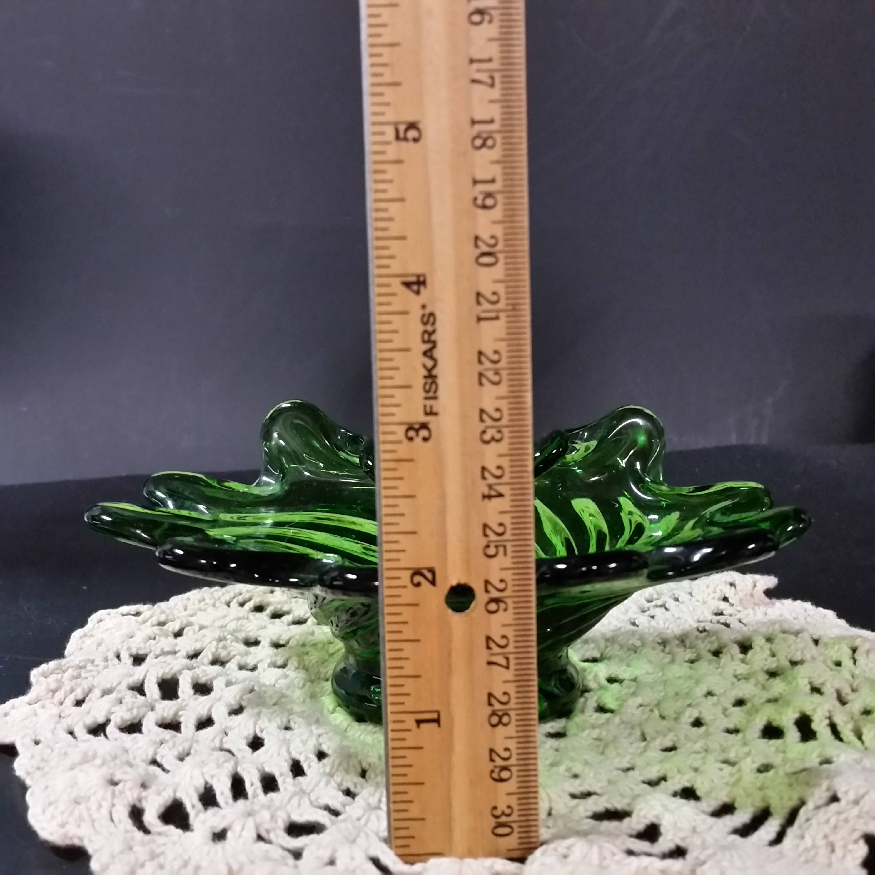 Green Glass Art Bowl. Swirl Pattern - Etsy