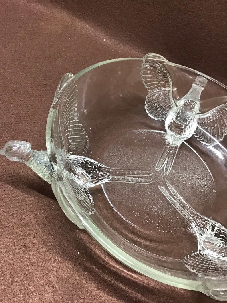 Vintage Glass Bowl. Bird Handles. - Etsy