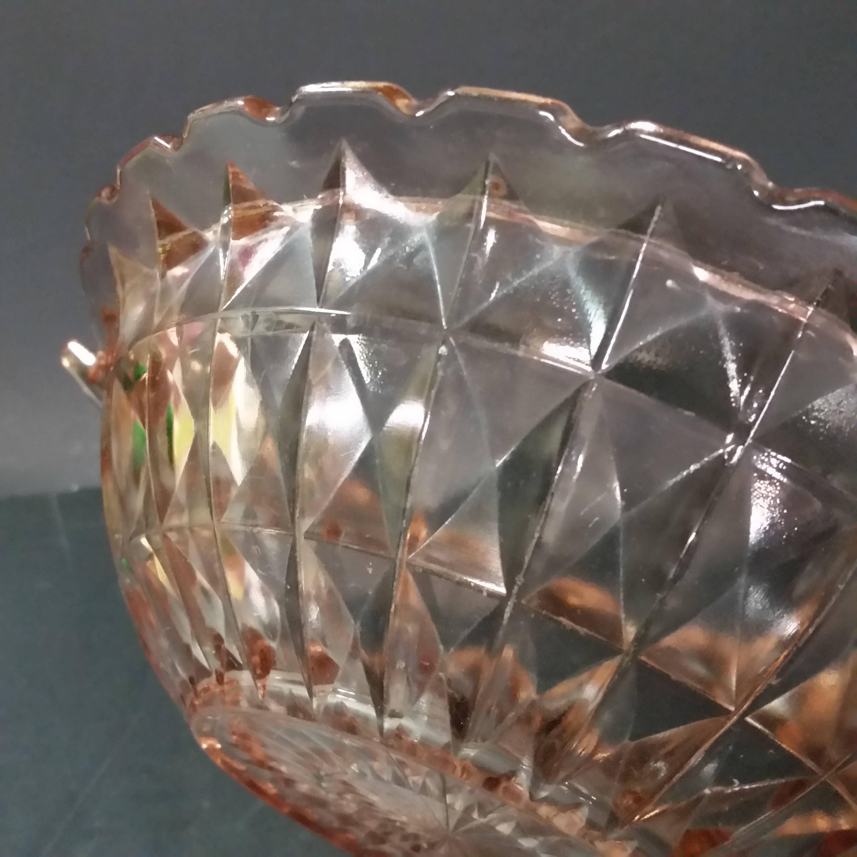 Pink Depression Glass Bowl. Windsor Diamond Pattern | Etsy