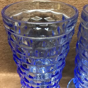 Whitehall Diamond or Cubed Blue Footed Goblets. Set of 4 - Etsy