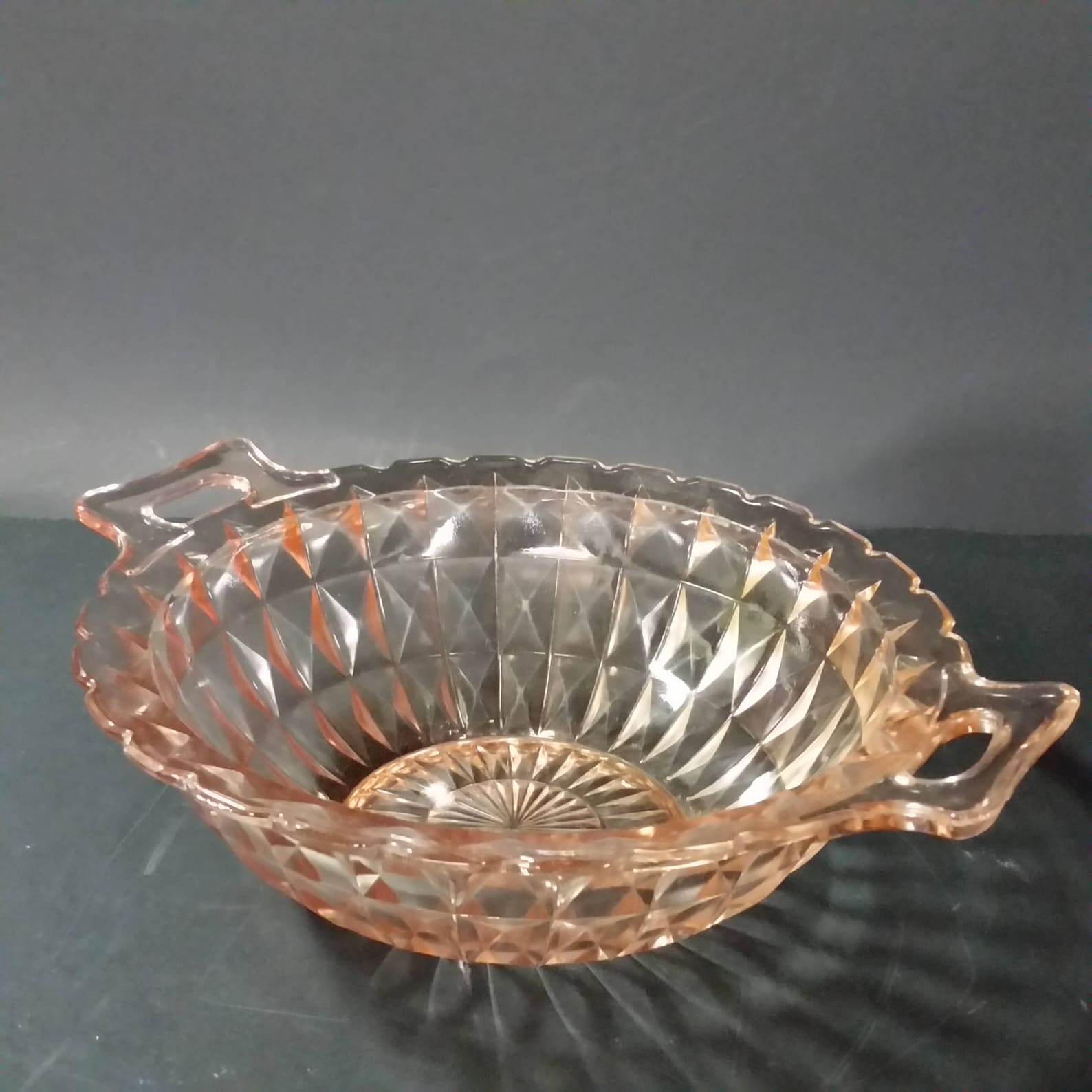 Pink Depression Glass Bowl. Windsor Diamond Pattern | Etsy
