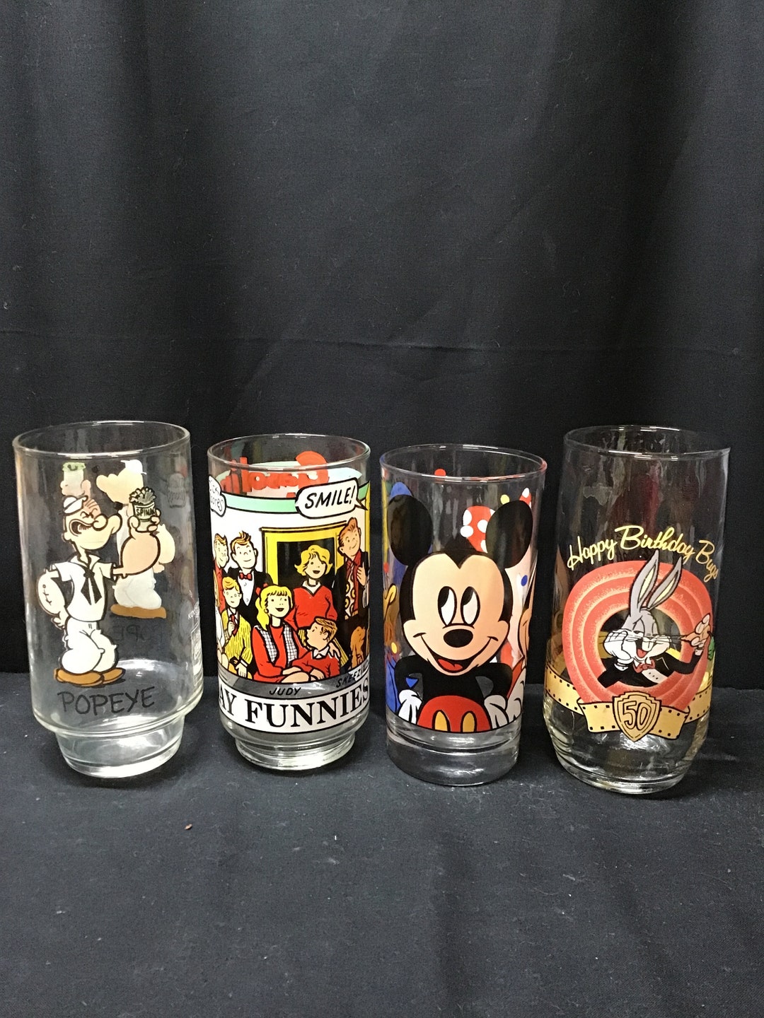 Vintage Cartoon Collectable Advertising Glasses. 4 Different Styles to ...