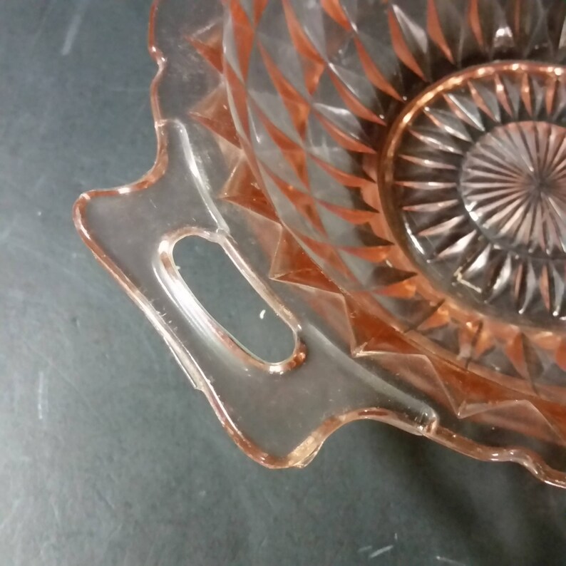 Pink Depression Glass Bowl. Windsor Diamond Pattern | Etsy