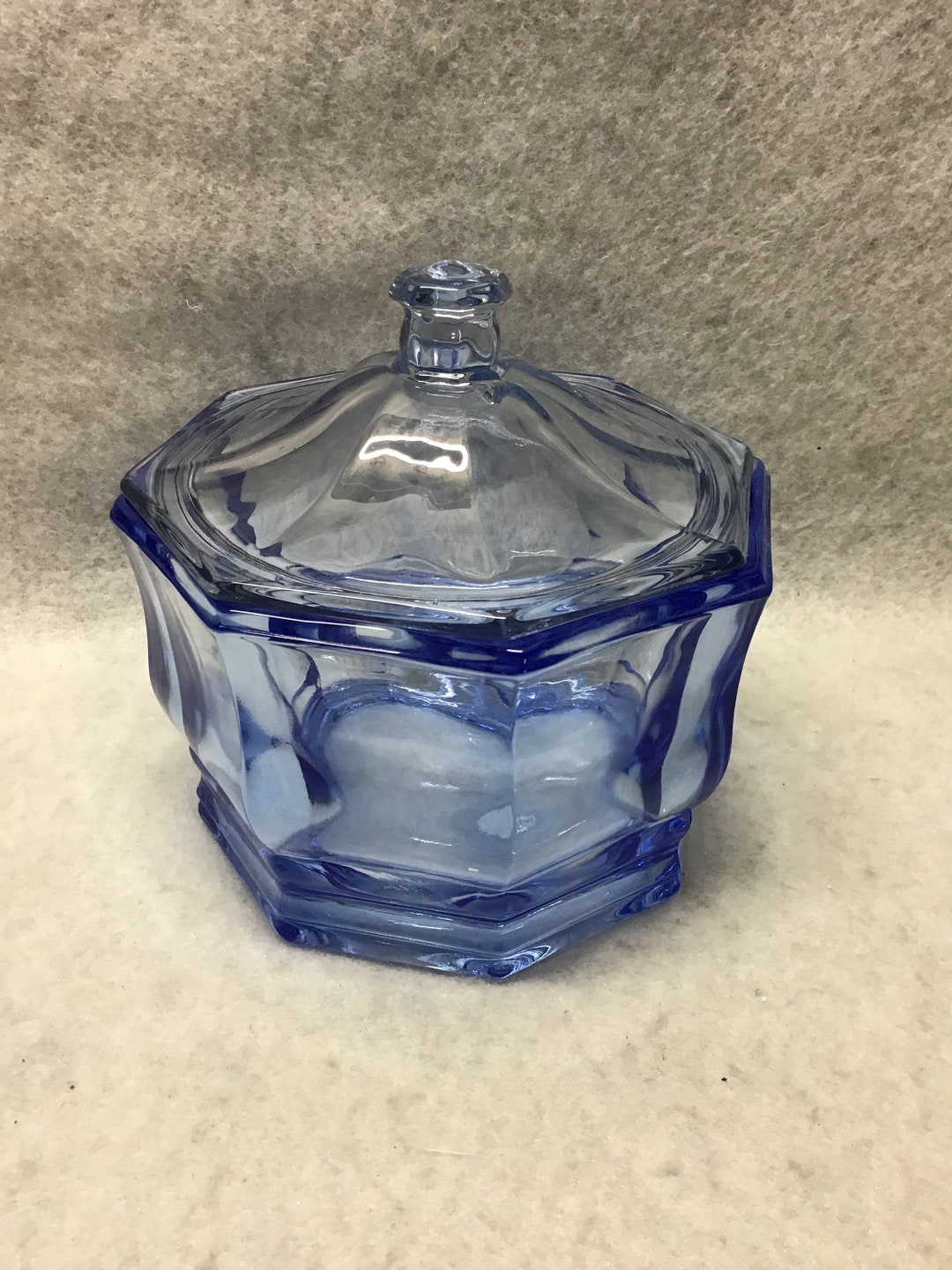 Vintage, Blue Octagon Shaped, Lidded Candy Nut Dish. Concord Pattern - Etsy