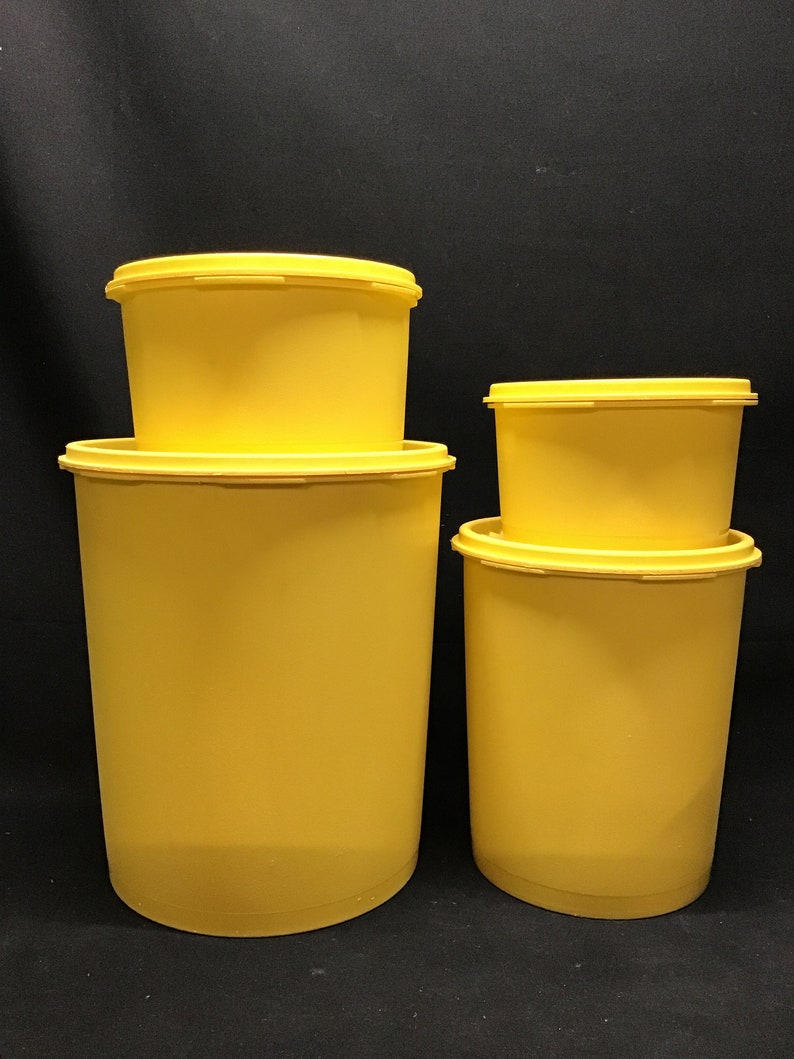 Vintage Yellow Tupperware Canisters Push Top Seals Seals. Set - Etsy