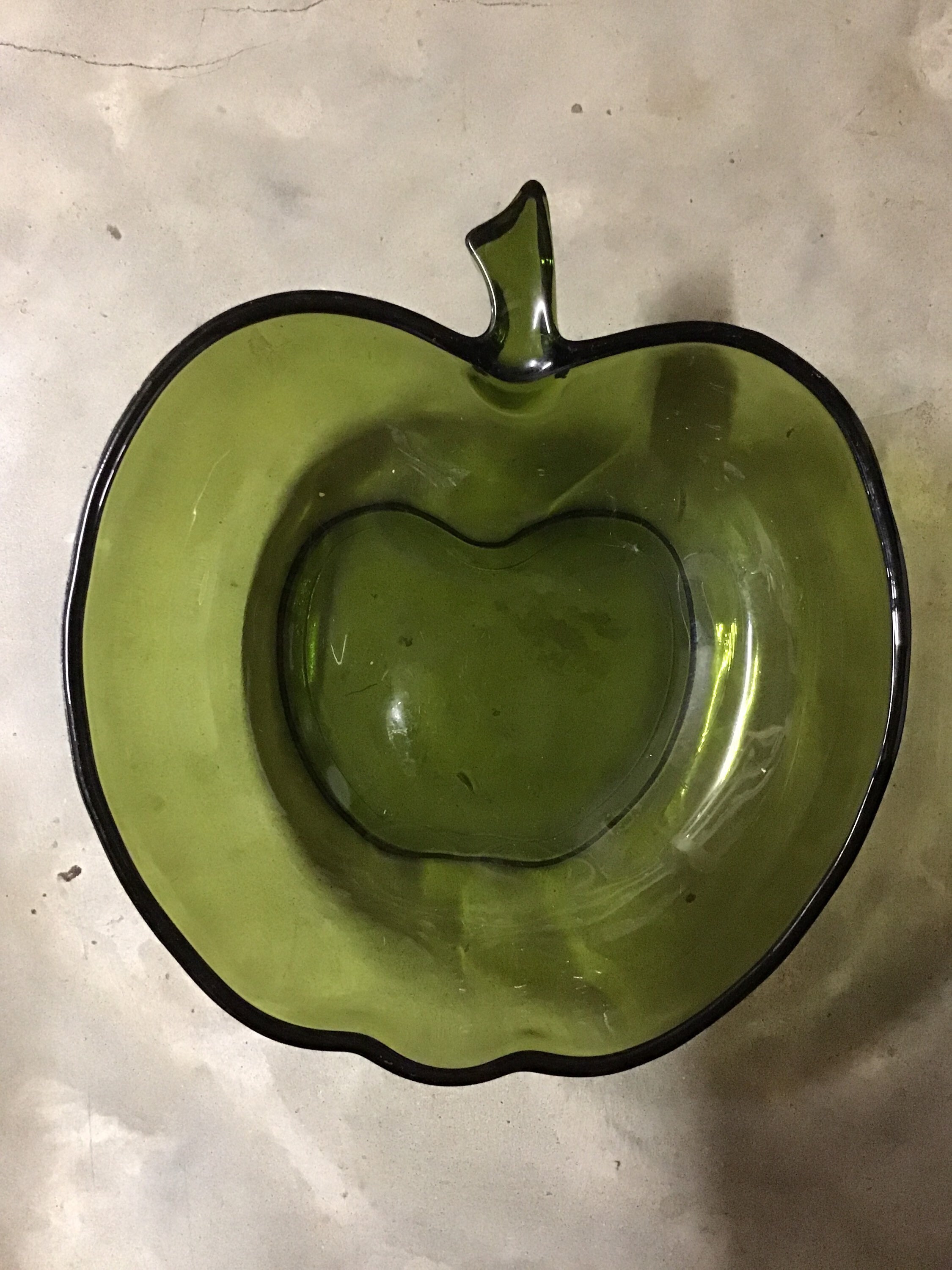 Large apple shaped bowl. Clear or green glass | Etsy