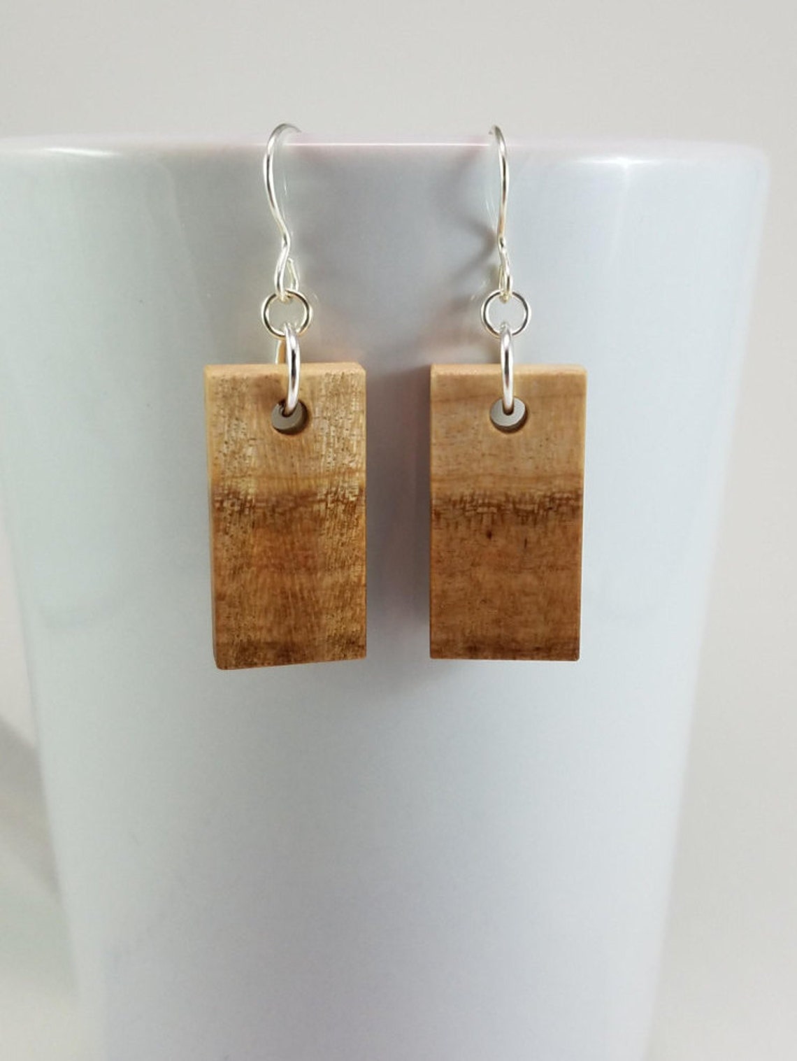 Wood Jewelry Set, Earrings, Pendant, Two-tone Wavy Maple - Etsy