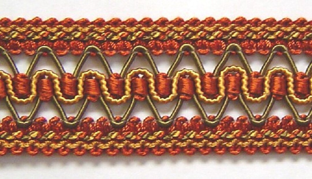 1.5" Gimp Trim Rust Red Olive Green Rust Gold Match Cord, Tassel Fringe ...