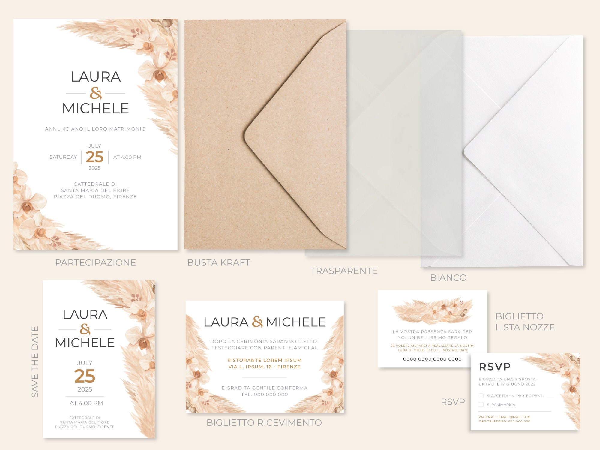 Partecipazioni Matrimonio PAMPAS CAMPIONE Prodotto invito - Etsy Italia