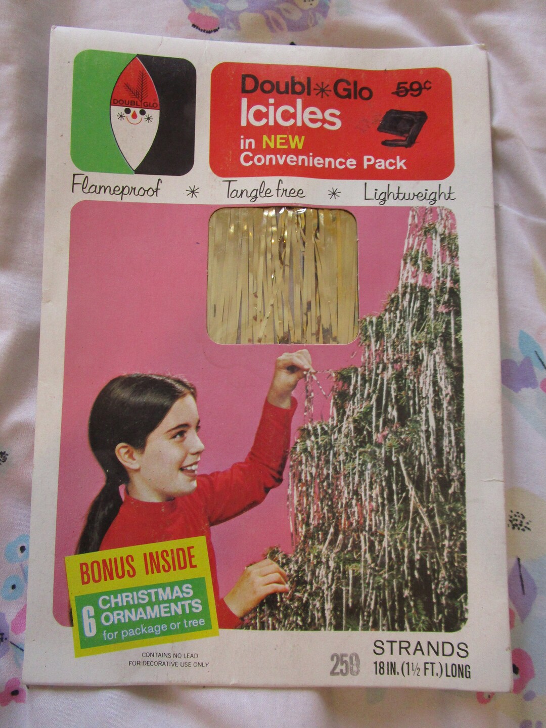 Vintage RARE Doubl Glo Icicles and 6 Cut Out Paper Ornaments Sealed in ...