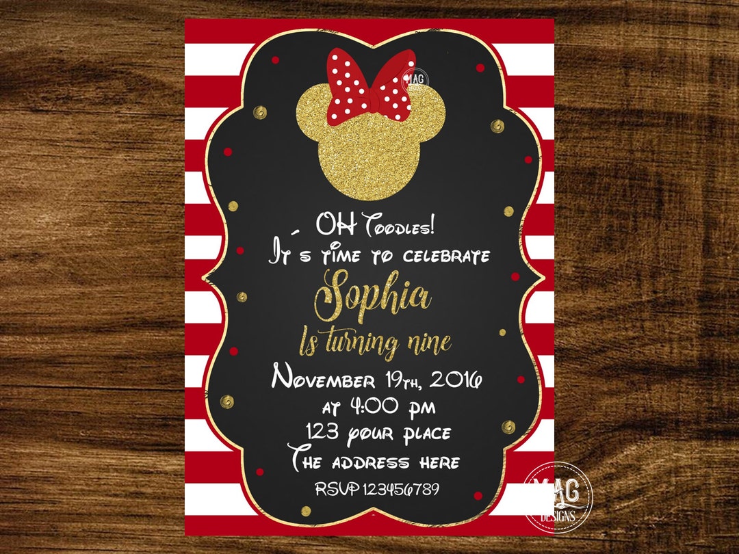 Minnie Mouse Invitation Minnie Mouse Invitation Red Red - Etsy