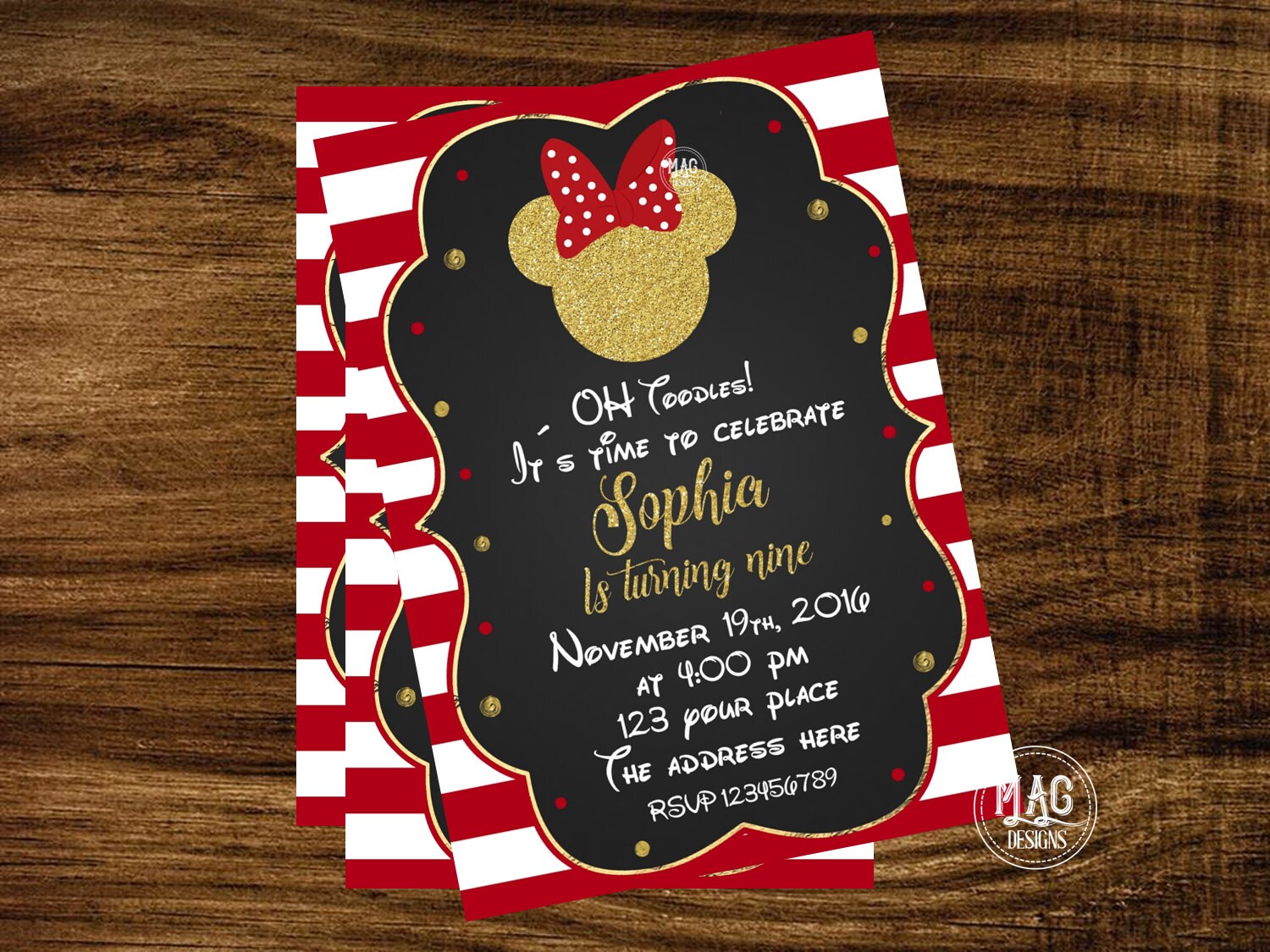 Minnie Mouse Invitation Minnie Mouse Invitation Red Red - Etsy