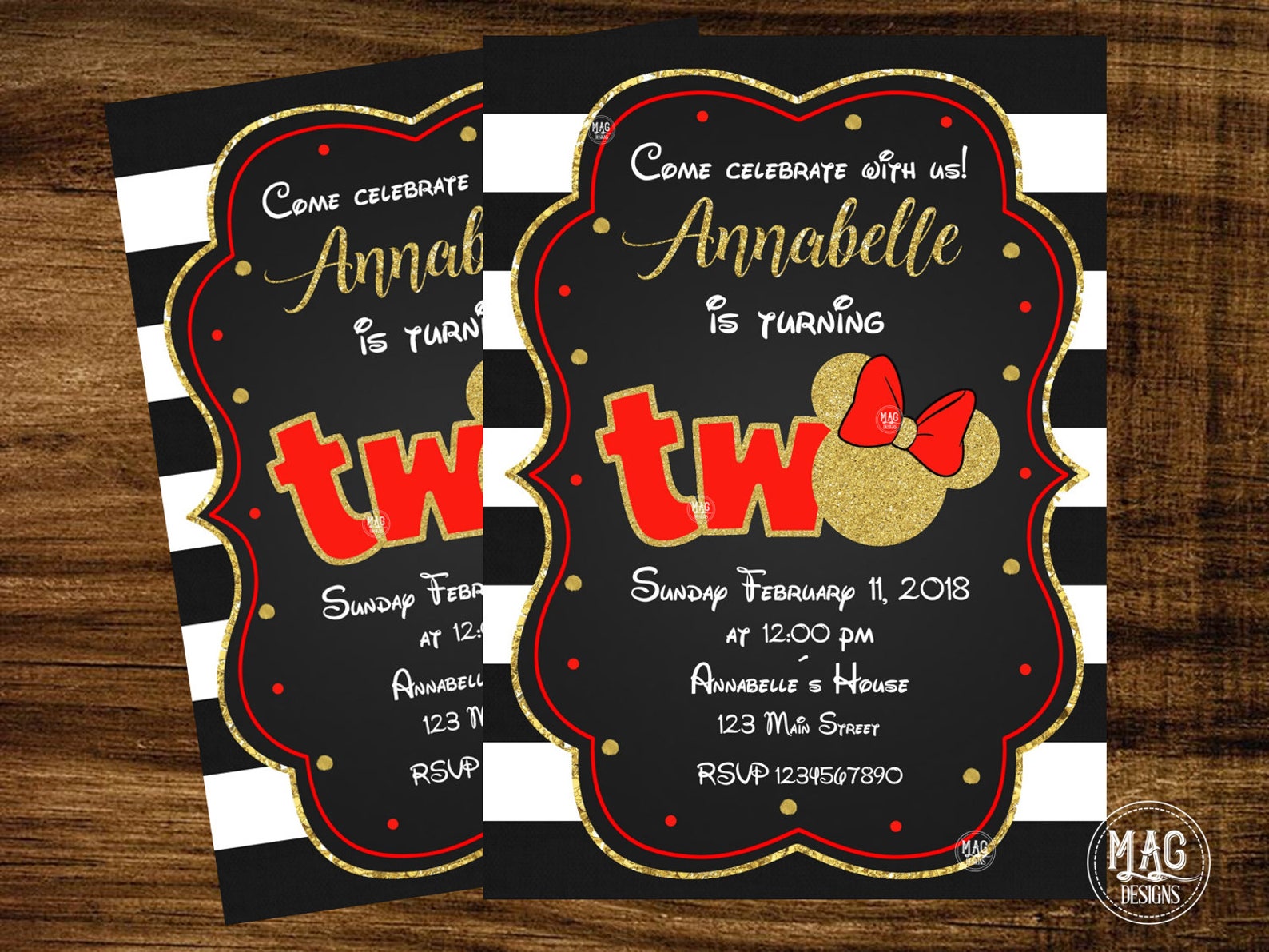 Minnie Mouse Invitation Minnie Mouse Birthday Invitation - Etsy
