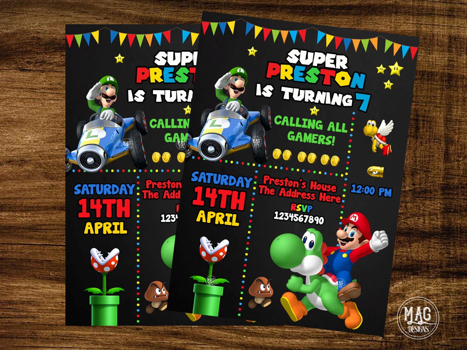 Invitación Mario Bros Invitación de cumpleaños de Mario - Etsy México