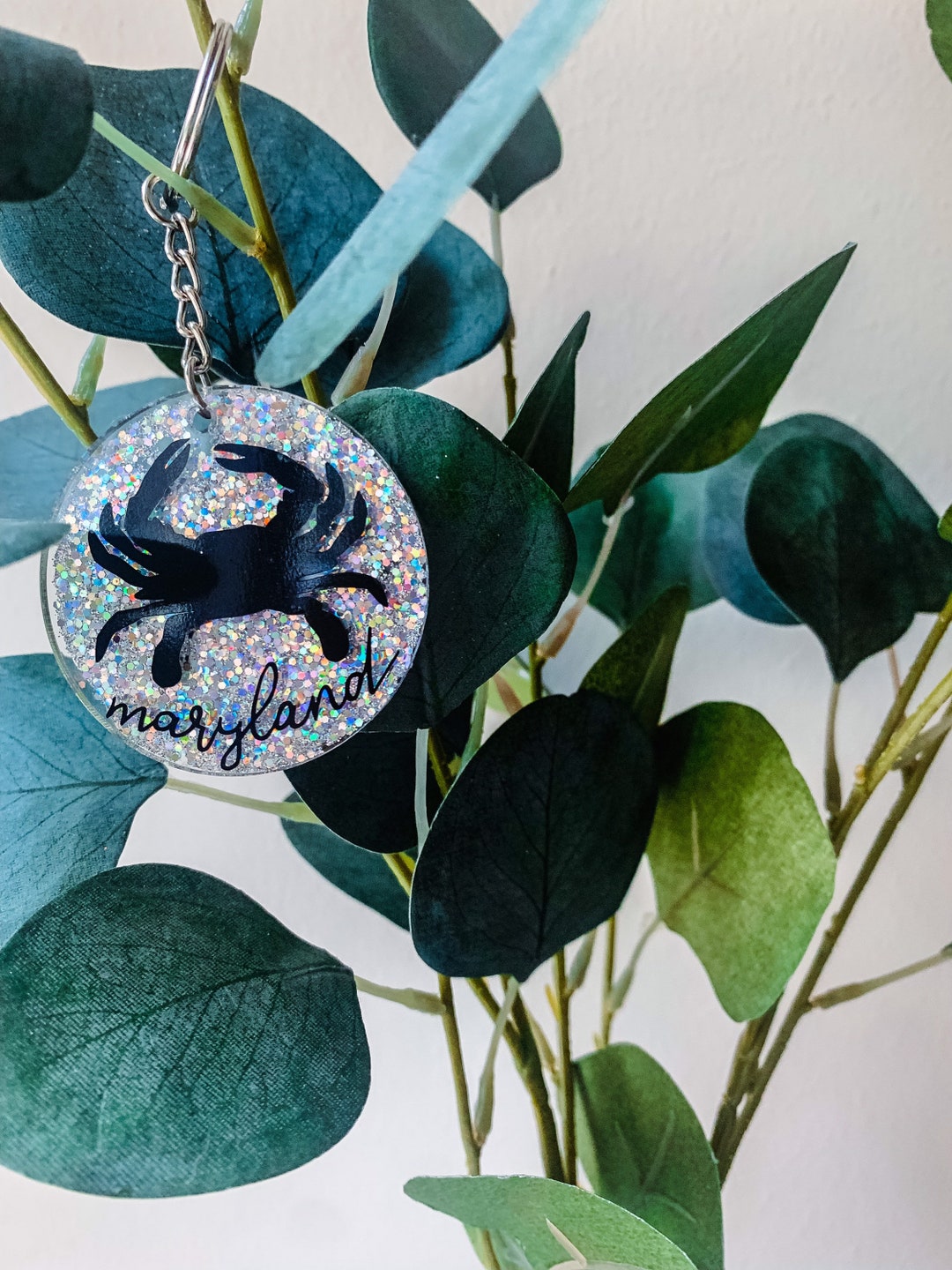 Glitter Key Chain Maryland Flag, Crab, Stay Optimistic - Etsy