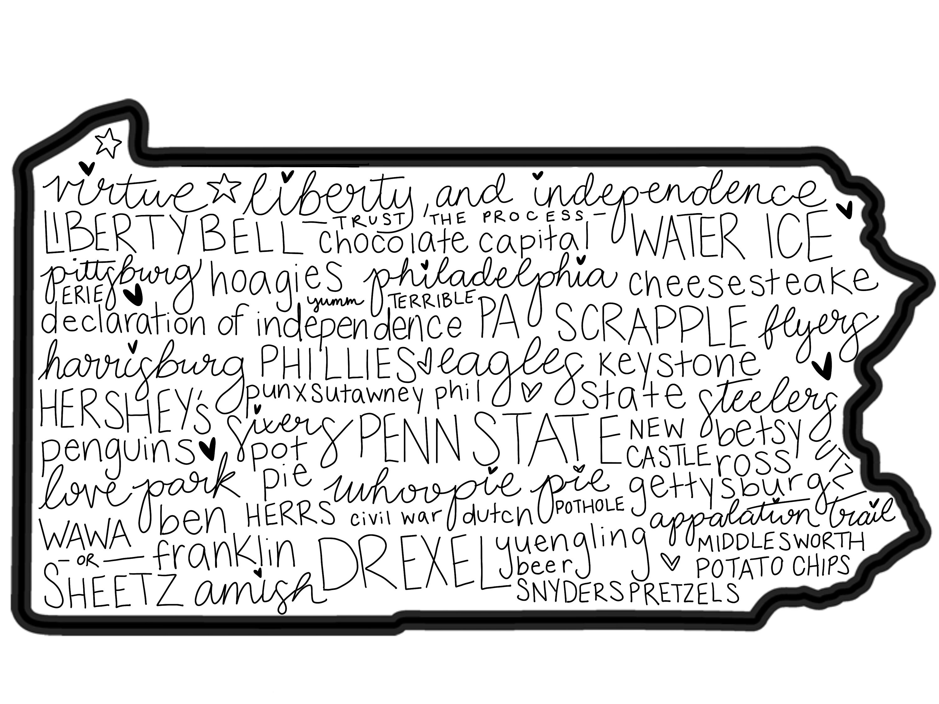Pennsylvania State Outline Word Art Digitaler Download Druck - Etsy.de